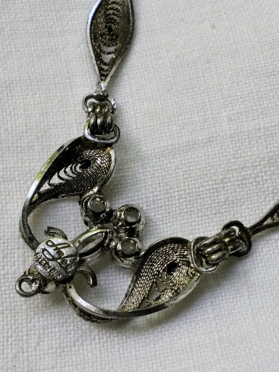 Signed AmLee Sterling Filigree and Rhinestone Vintage… - Gem