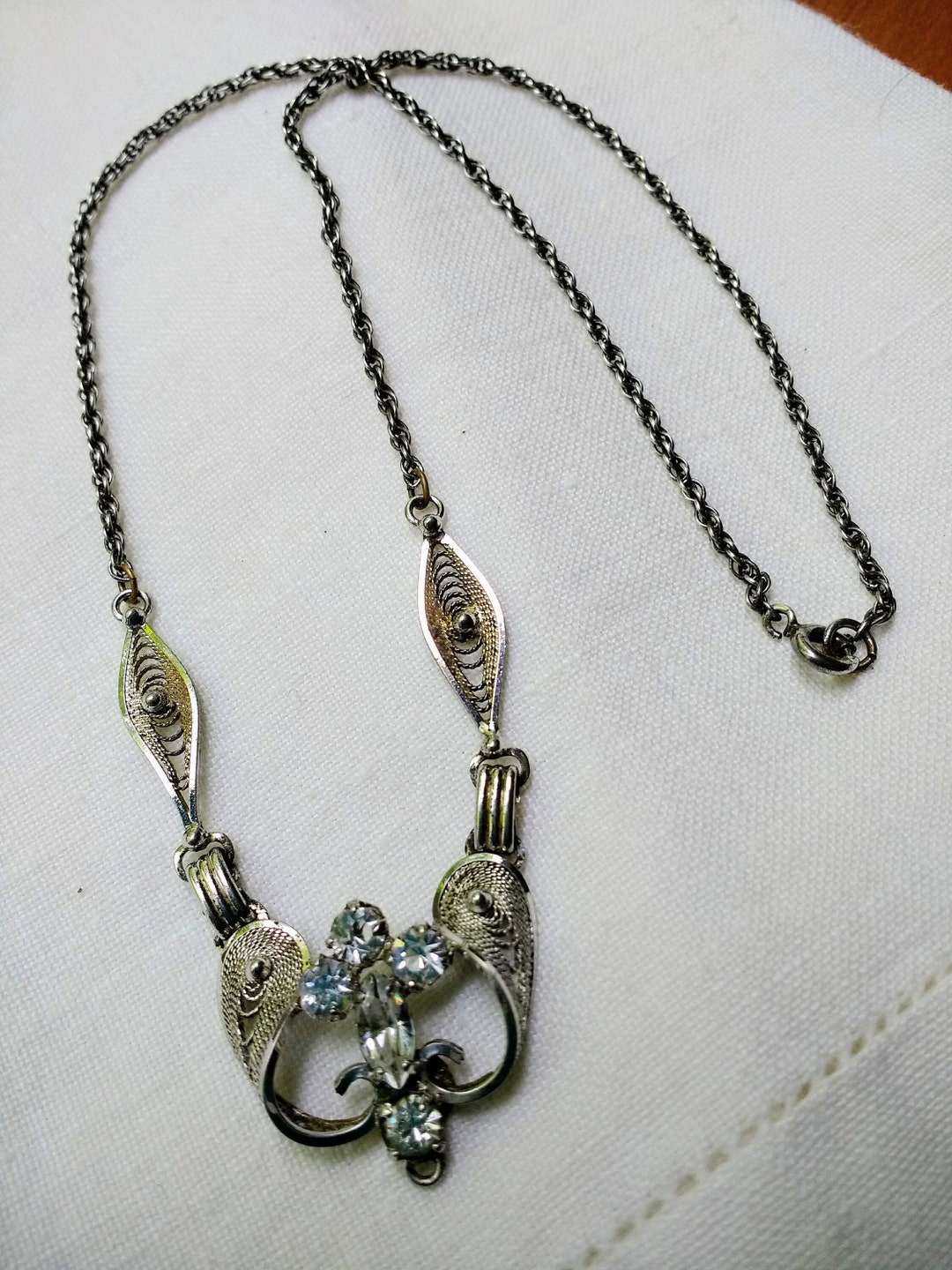Signed Amlee Sterling Filigree and Rhinestone Vintage Hand-crafted ...