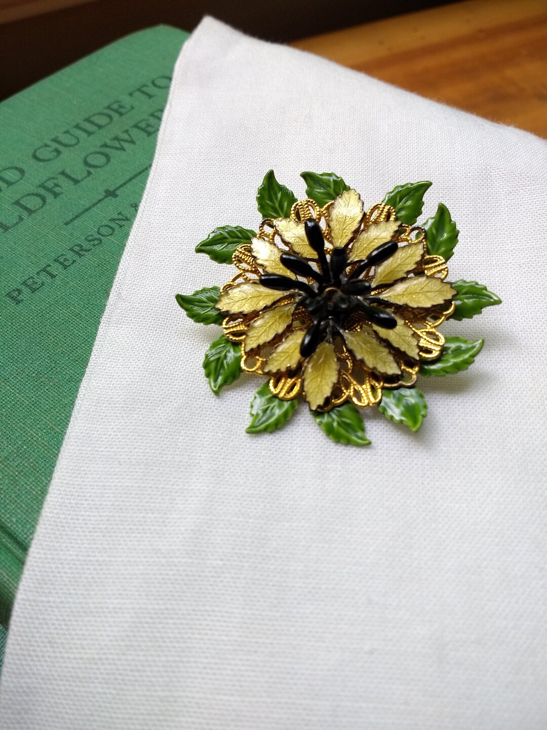 Vintage Enameled Flower Brooch, Beautiful for Any Season! - Etsy