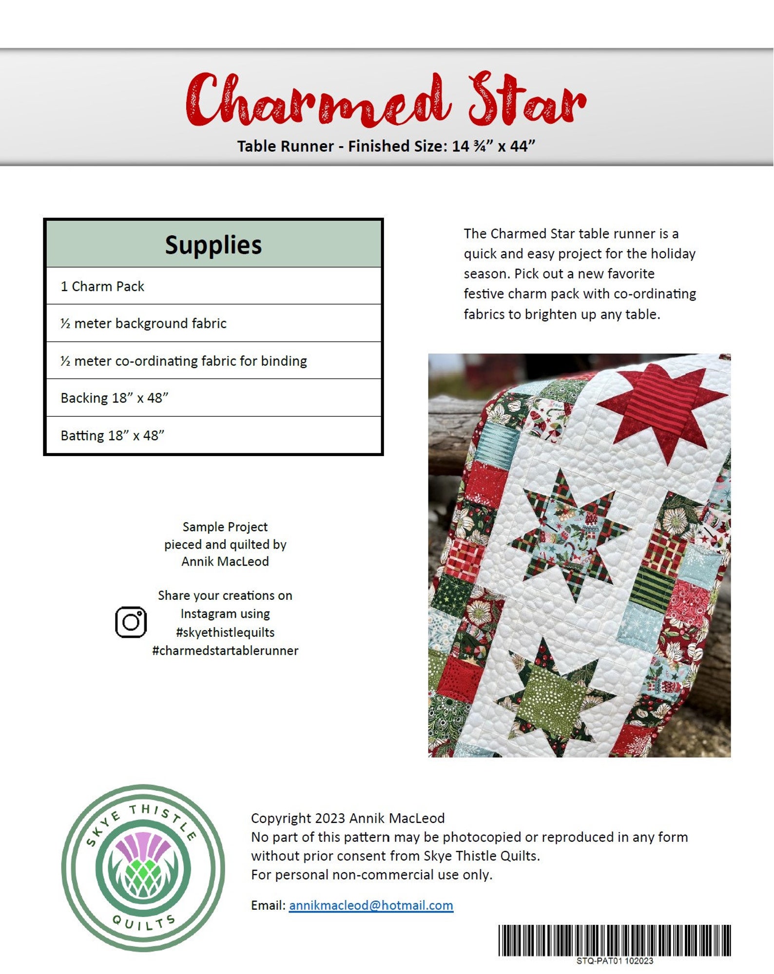 Charmed Star Table Runner Pattern - PDF - Etsy