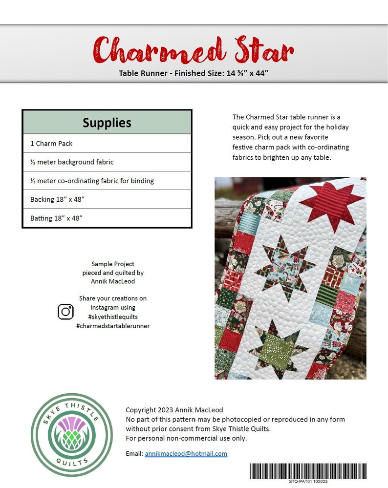 Charmed Star Table Runner Pattern - PDF - Etsy