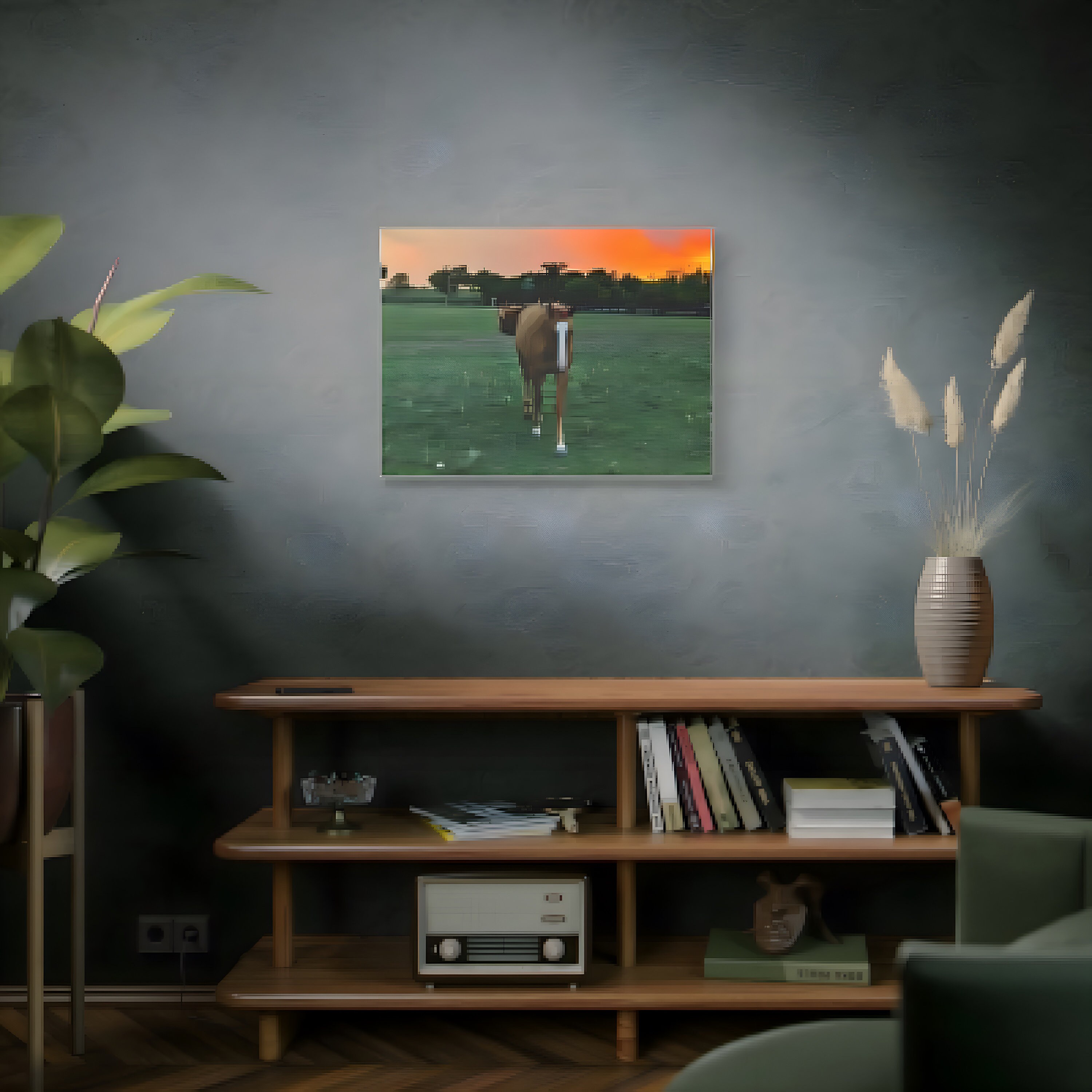 Beautiful Horse in Green Pastures at Sunset - Matte Canvas, Stretched ...