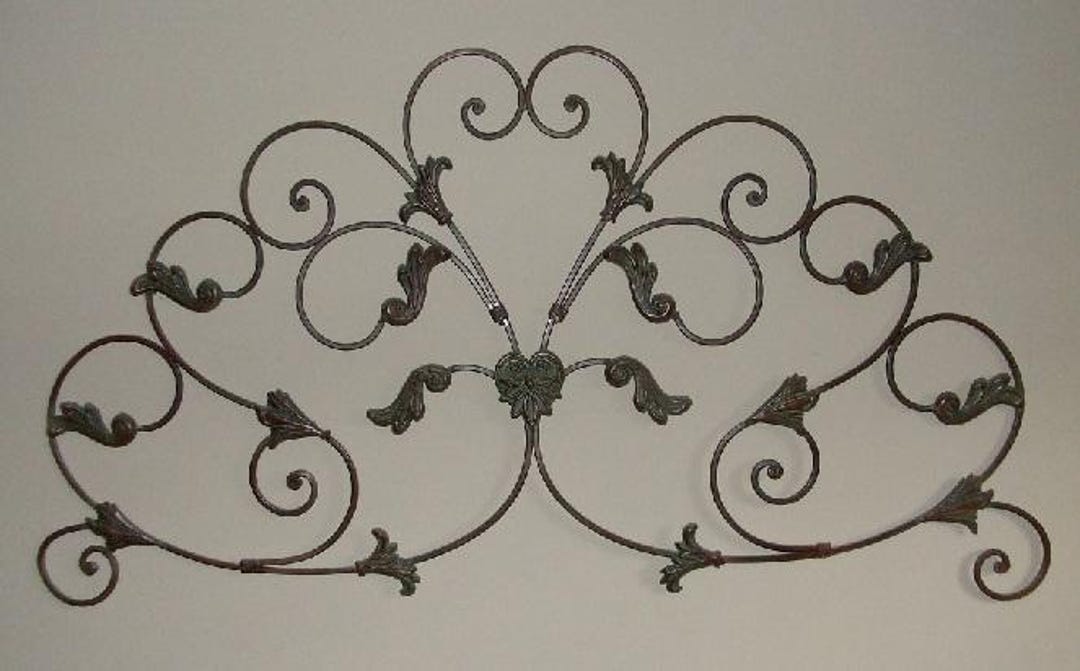 Pair of Large Wrought Iron Floral Wall Hangings 55 and 40 Scrollwork Room Decor - Etsy