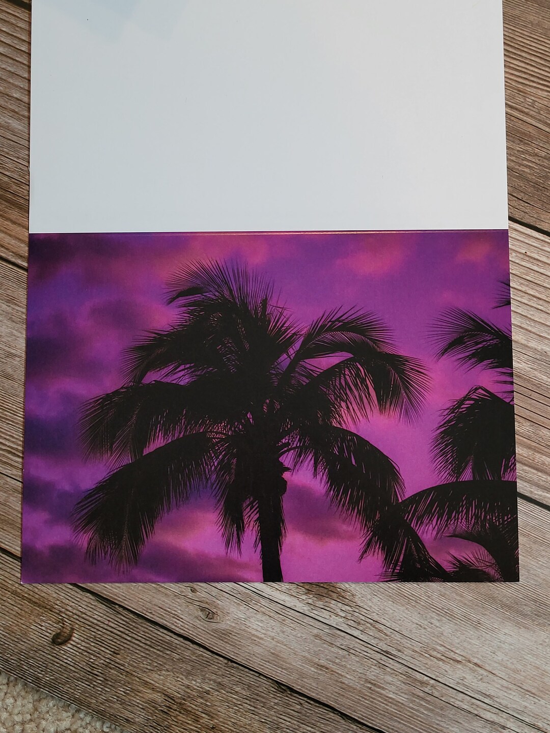 Palm Tree Photo Card Blank Purple Sunset Greeting Tropical Nature ...