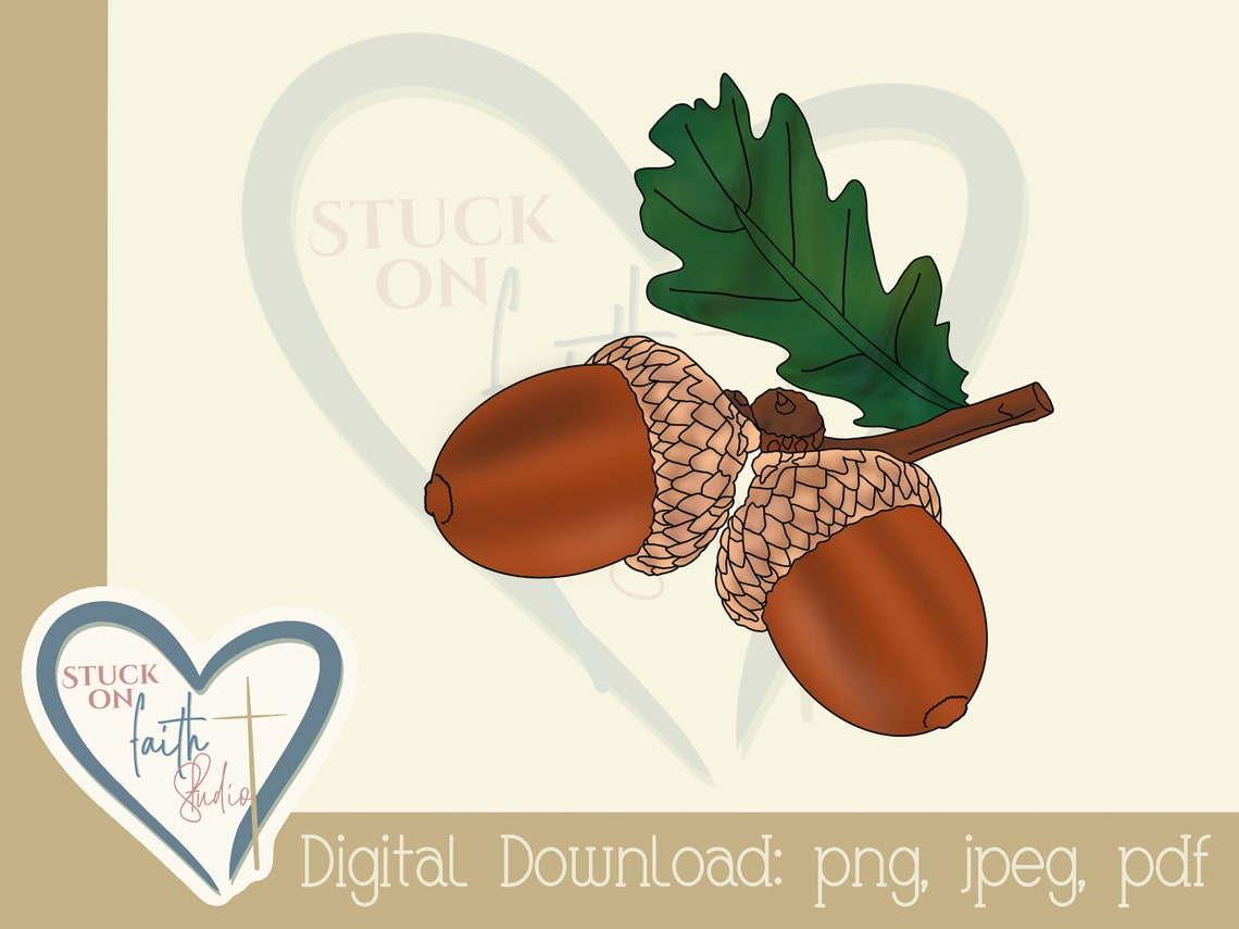 Fall Acorns - Digital Download, Clip Art, Use for Stickers, Notecards ...