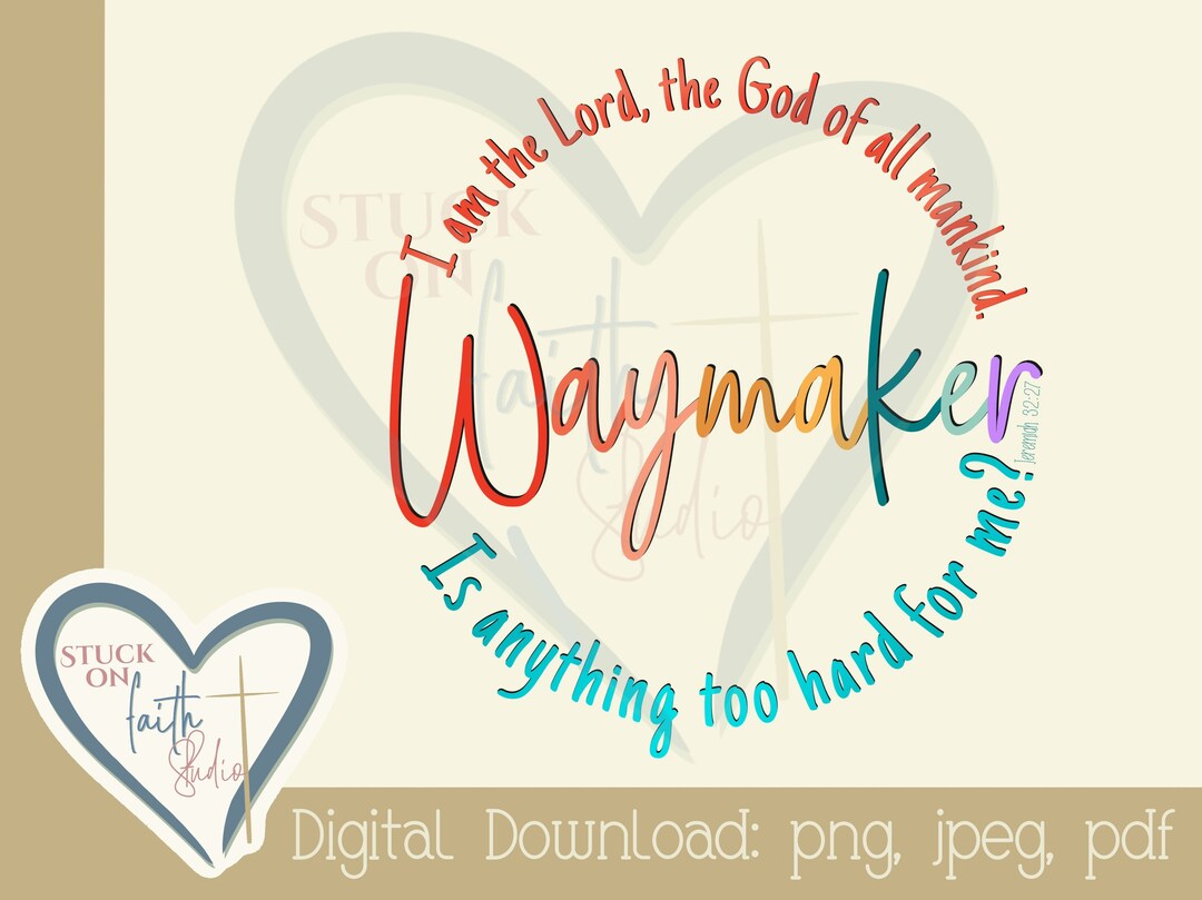 Waymaker - Digital Download, Clip Art, Use for Stickers, Notecards ...