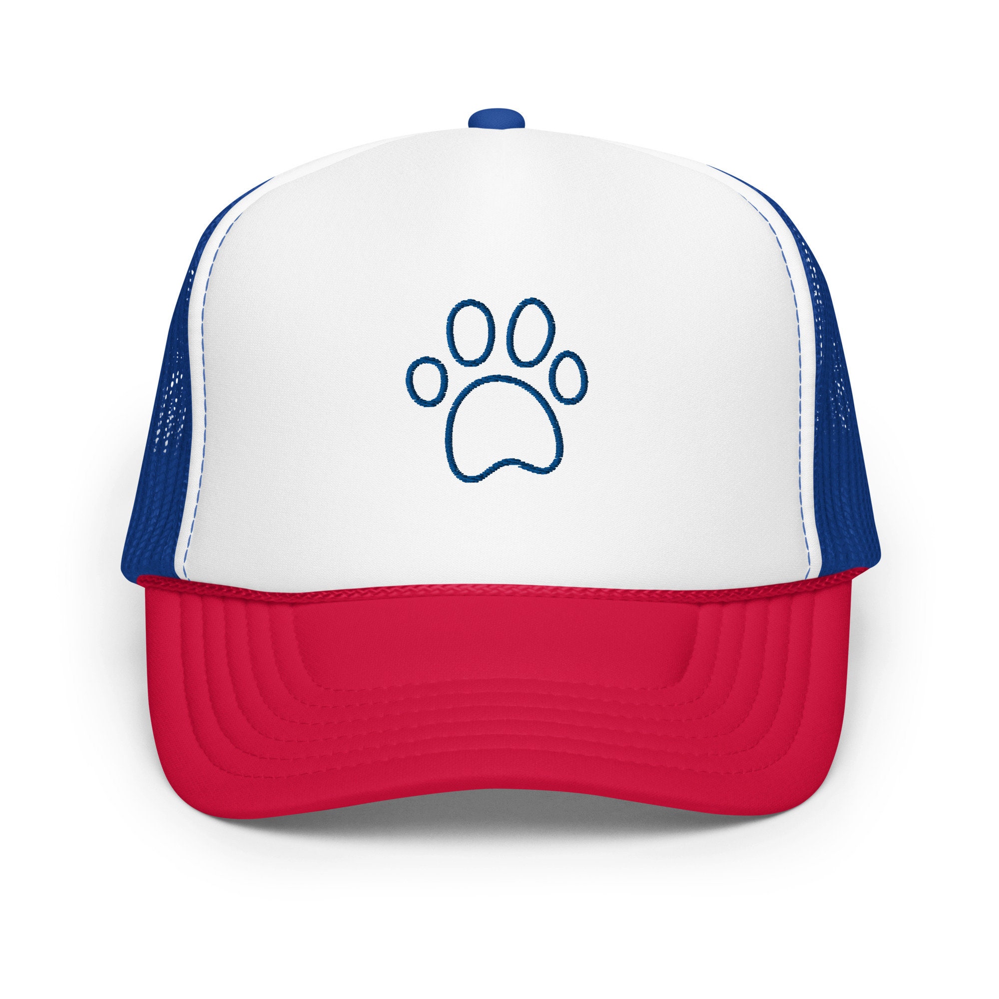 Paw Print Embroidered Red White and Blue Foam Trucker Hat - Etsy