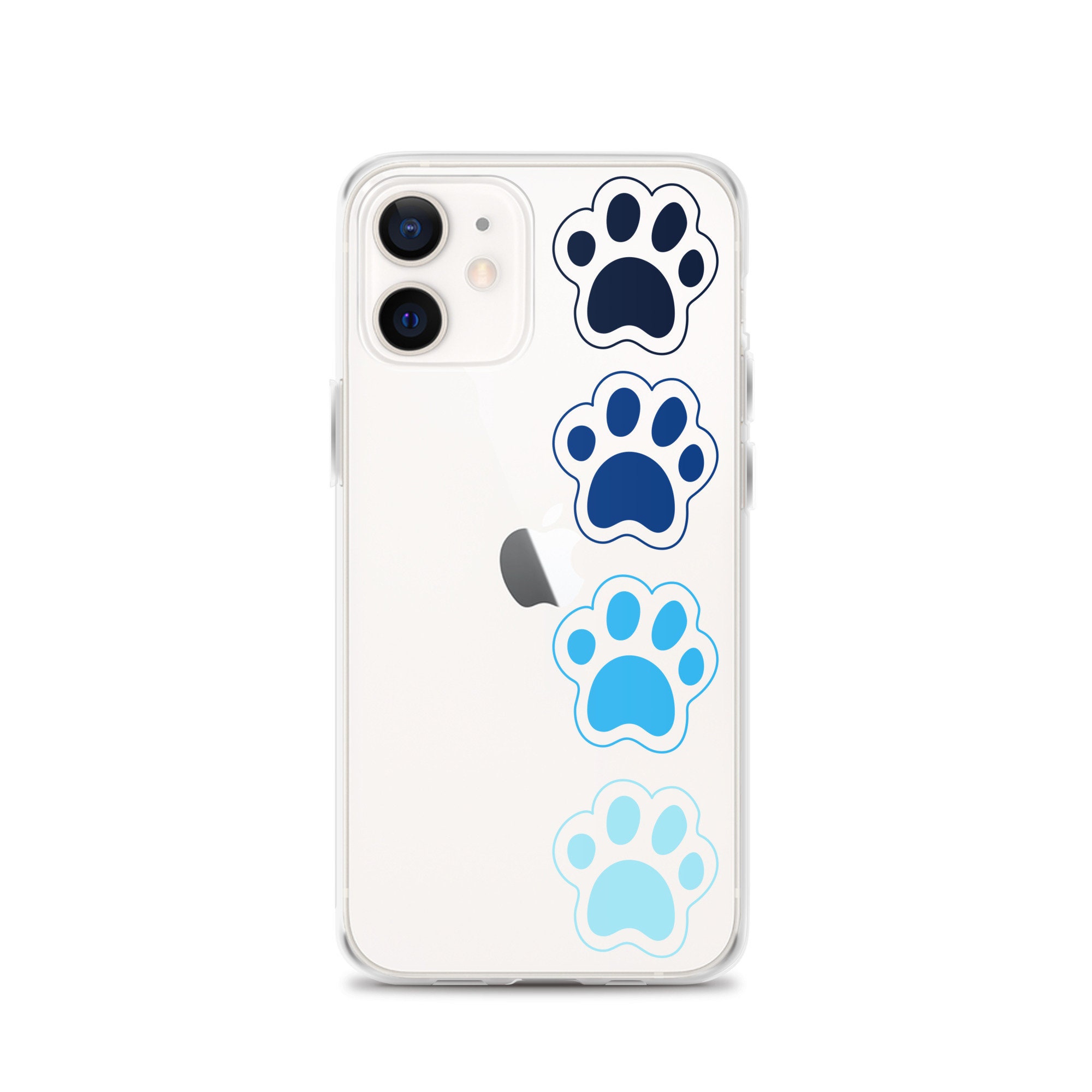 Paw Print Blue Gradient Clear Case for Phone, Dog Parent Gift, Dog Mom ...