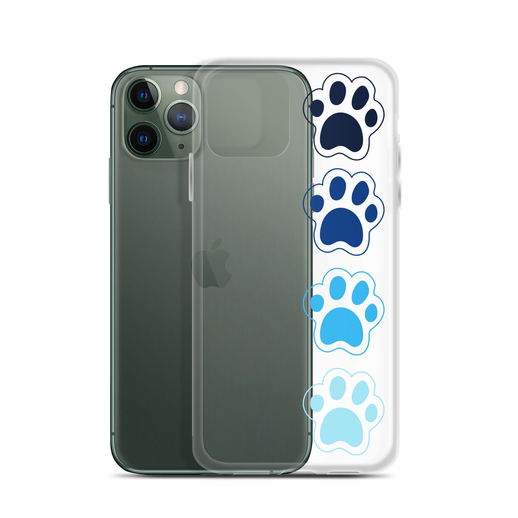 Paw Print Blue Gradient Clear Case for Phone, Dog Parent Gift, Dog Mom ...