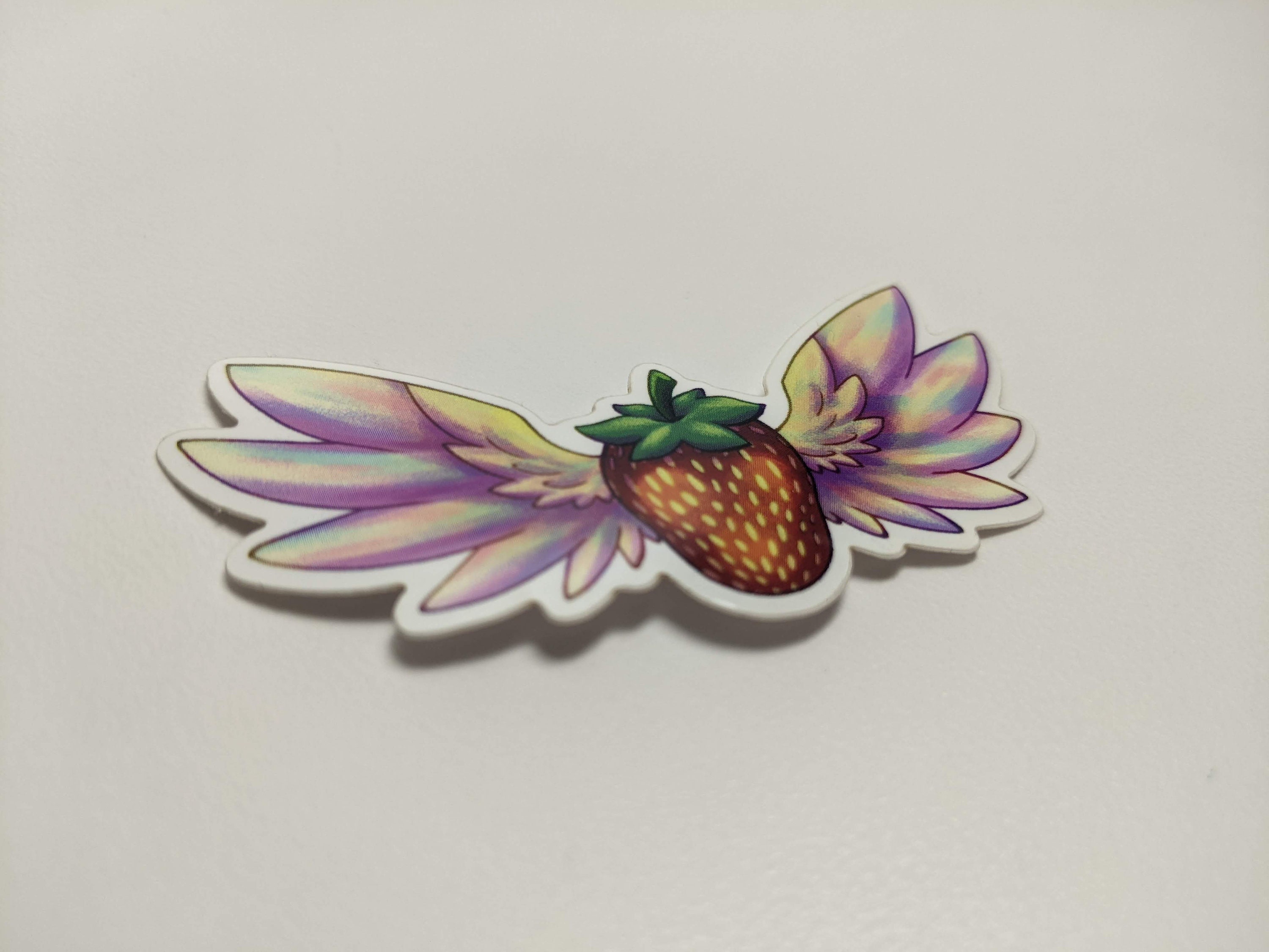 Winged Strawberry Sticker (celeste) - Etsy