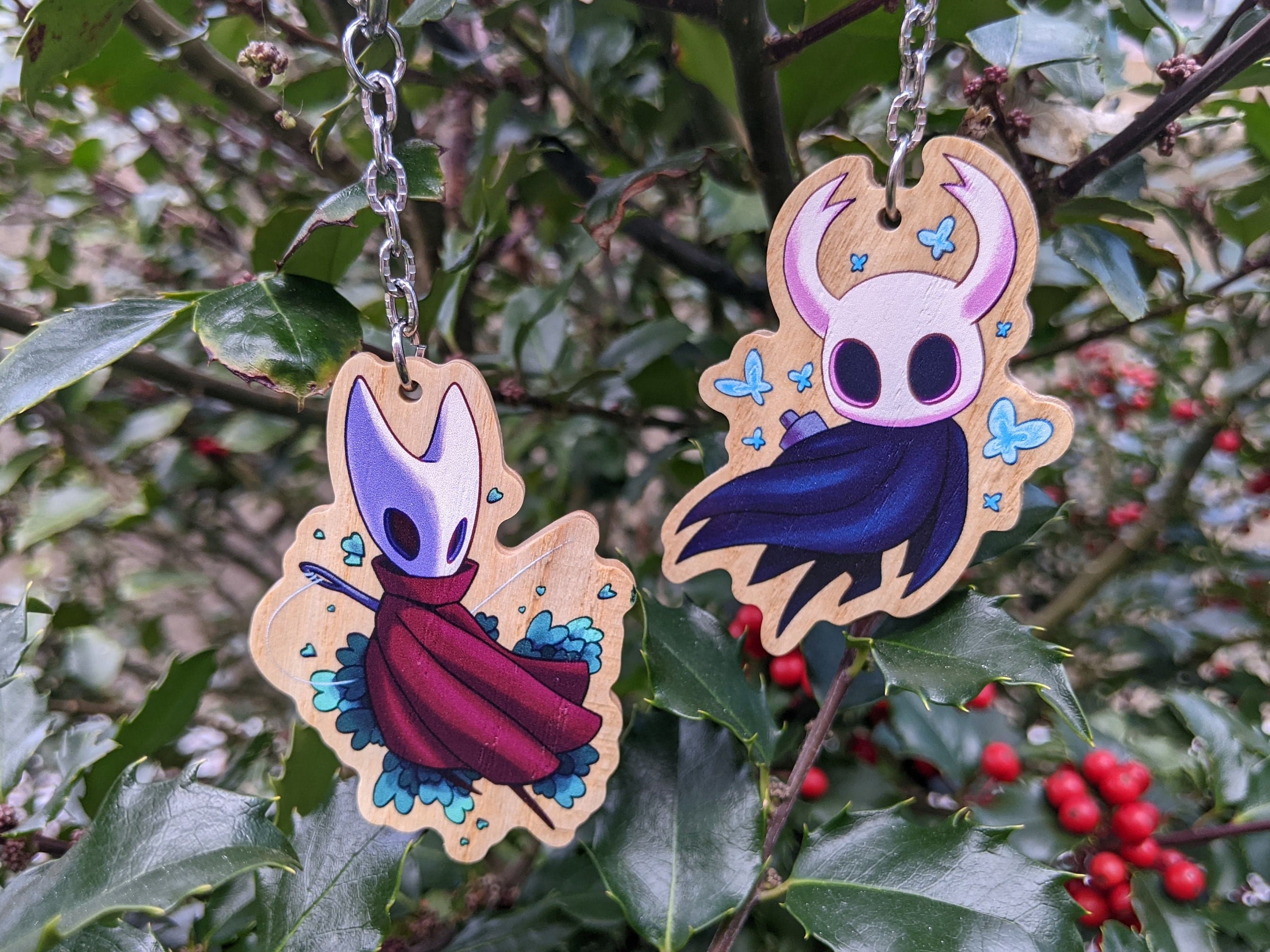 The Knight and Hornet Wooden Keychains hollow Knight - Etsy