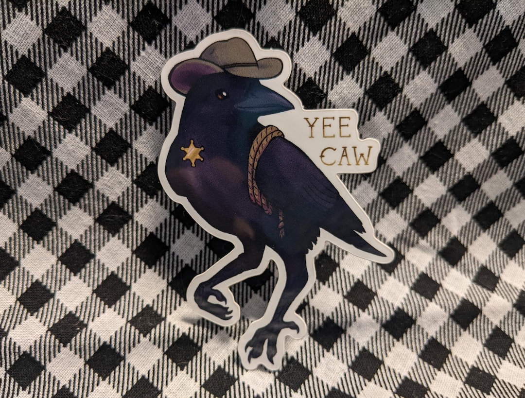 Yee Caw Cowboy Crow Sticker - Etsy