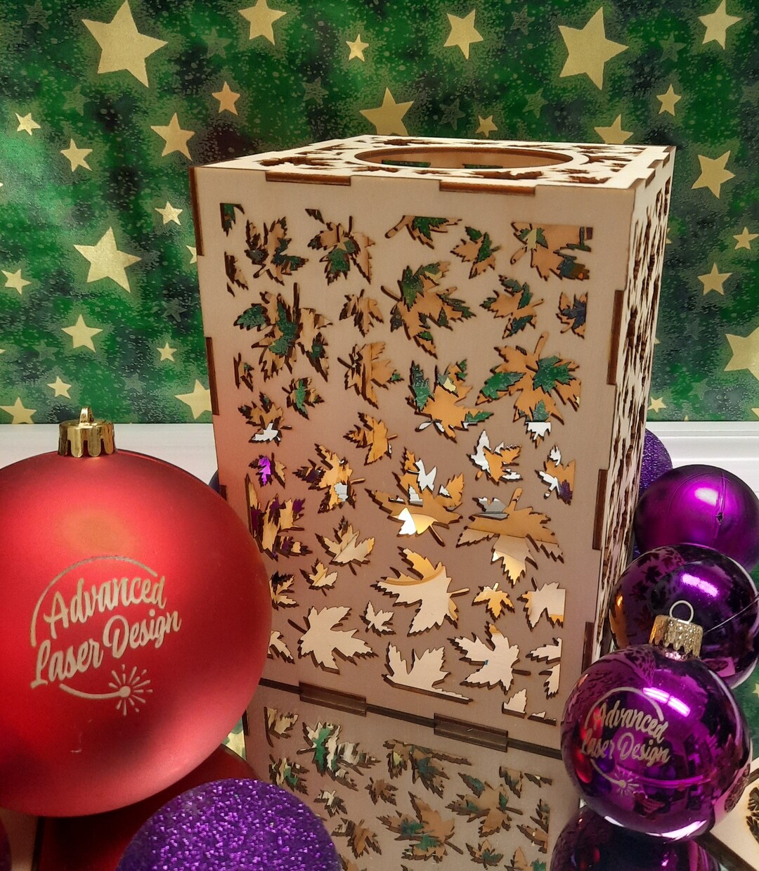 Wood Laser Cut Lantern, Fall Leaves, Christmas Lantern, Holiday Decor ...