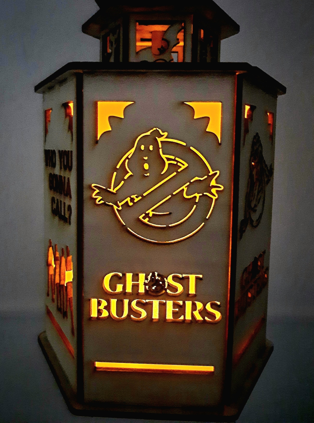 Ghostbusters Wood Lantern, LED Candle, Laser Cut, Slimer and the Ghost ...