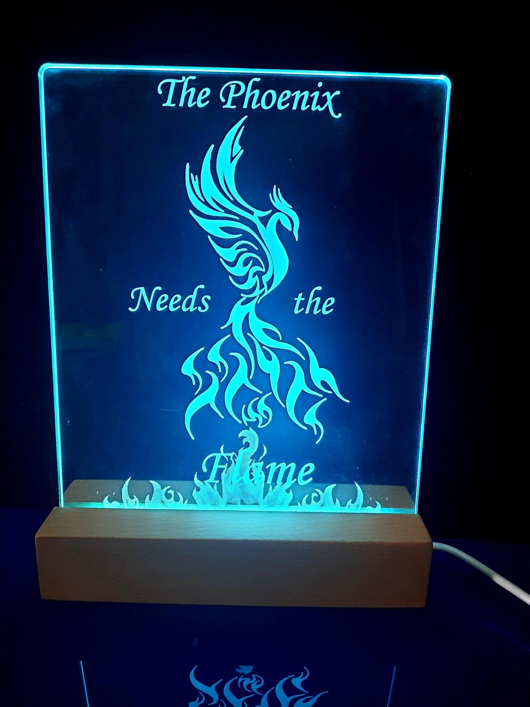 Laser Engraved Acrylic Phoenix Sign With LED Base (6x7) - Etsy