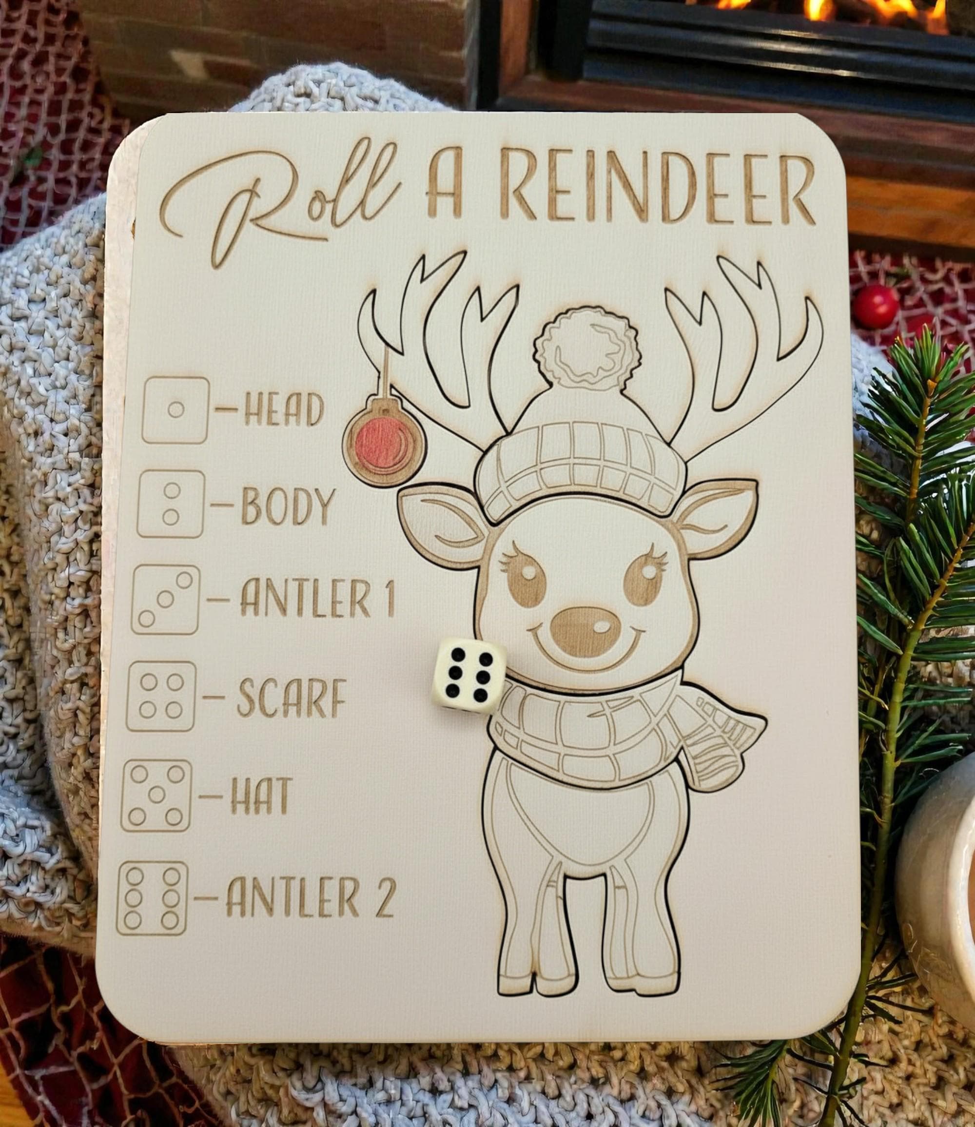 Roll a Reindeer Dice Game, Rudolph Puzzle, Laser Cut Wood Children's ...