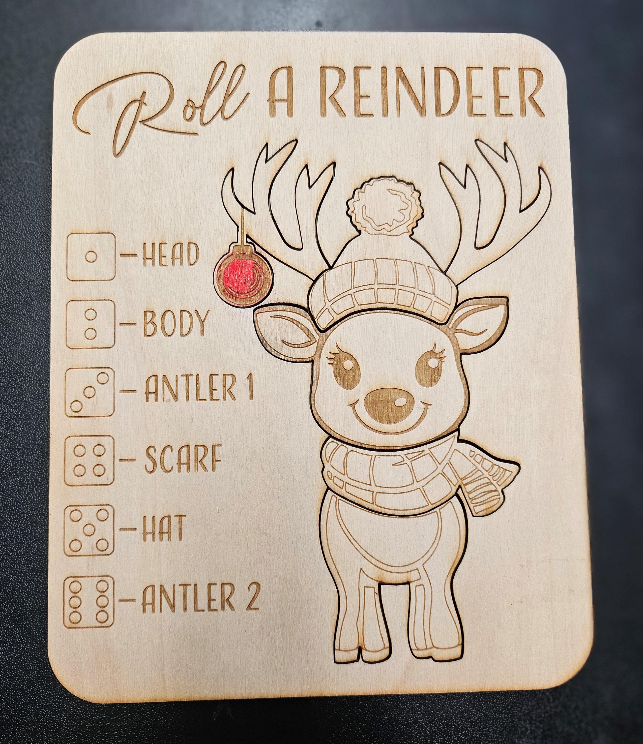 Roll a Reindeer Dice Game, Rudolph Puzzle, Laser Cut Wood Children's ...