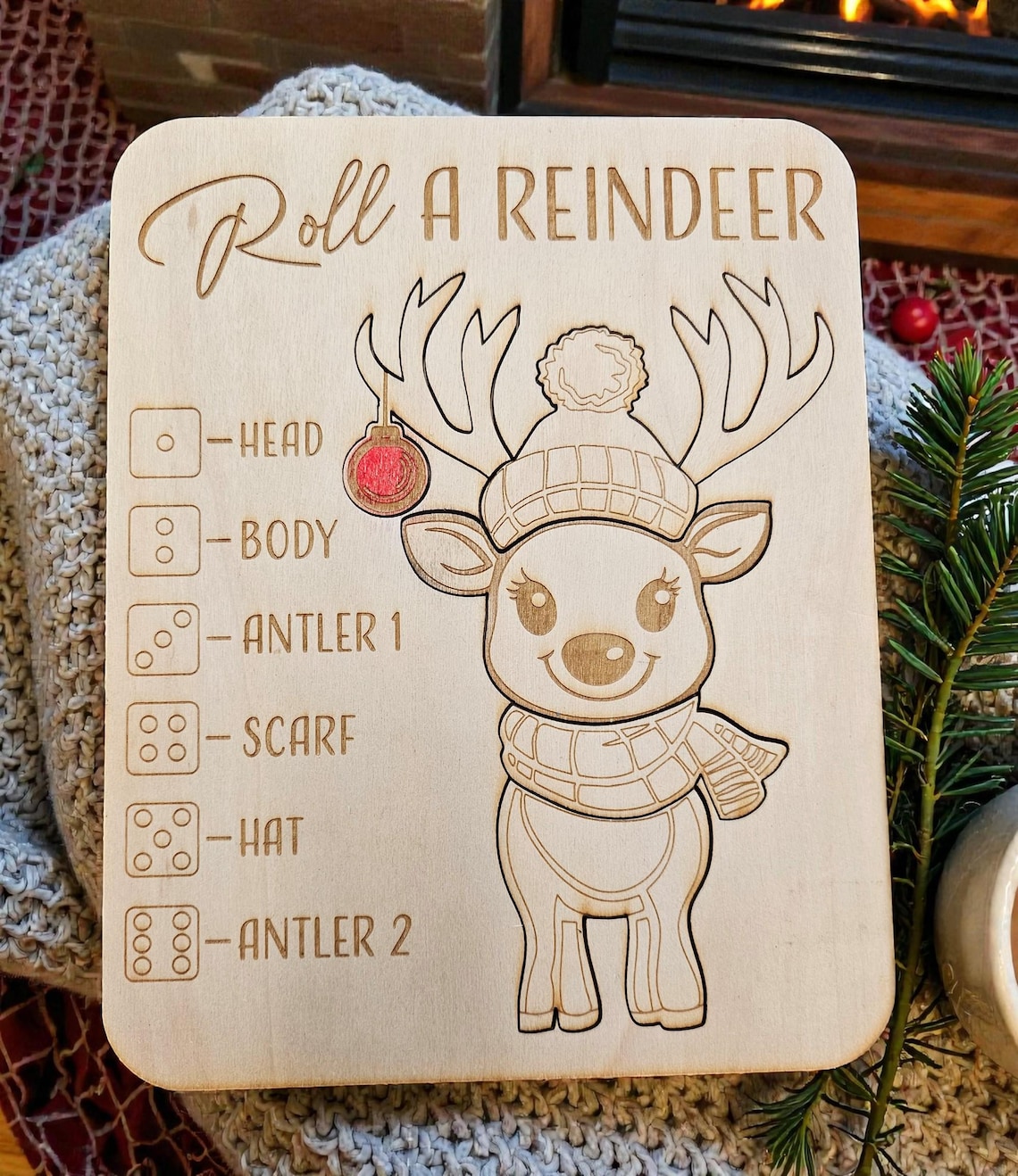 Roll a Reindeer Dice Game, Rudolph Puzzle, Laser Cut Wood Children's ...
