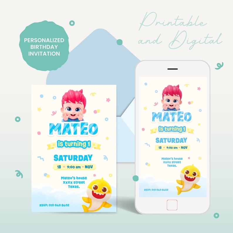 Bebefinn Digital Invitation Personalized | Babyfinn| Baby Finn | Baby ...