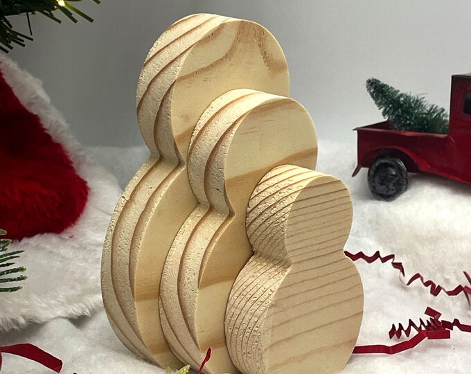 Unfinished 2 Tier Snowman Craft Solid Wood Cutout, Tiered Tray Decor ...