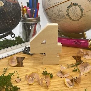 Free Standing Wood Number 4 Four Shaped Free Standing Unfinished Craft ...
