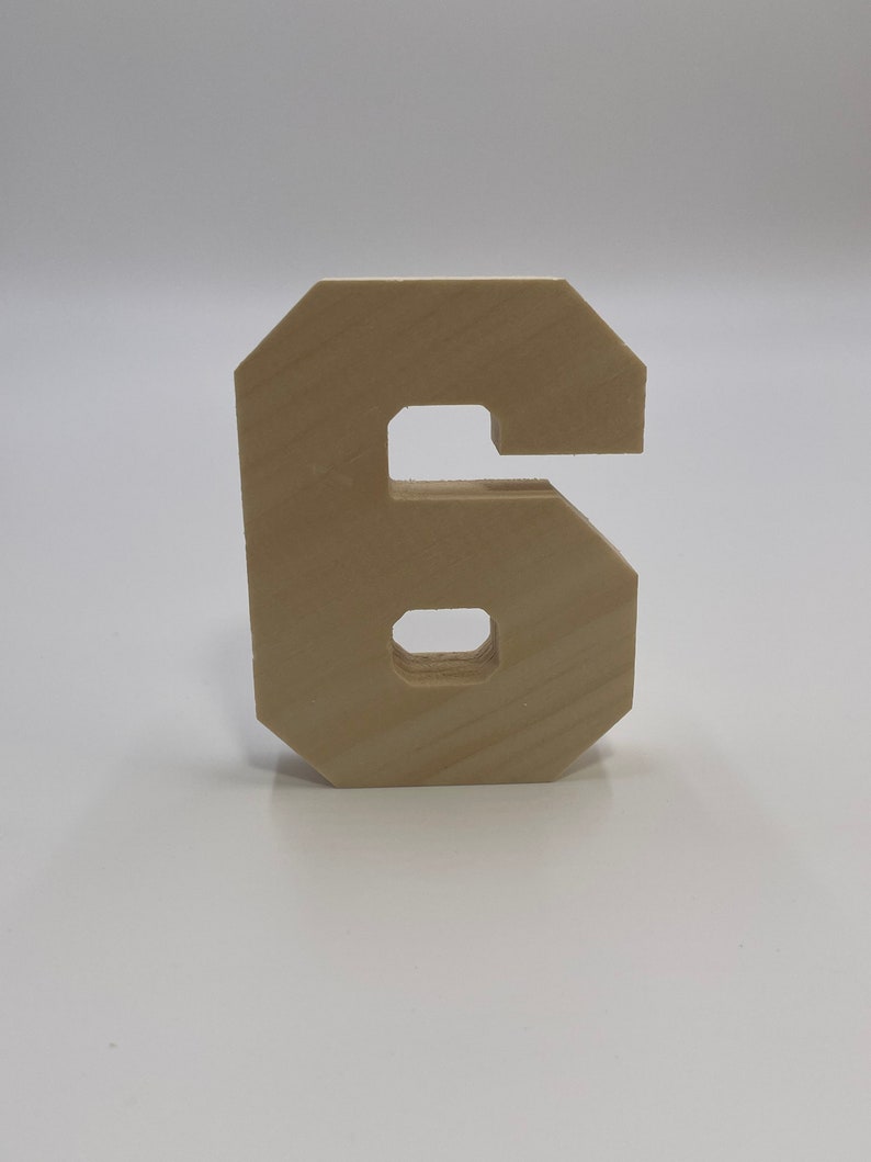 Free Standing Wood Number 6 Six Shaped Free Standing Unfinished Craft ...