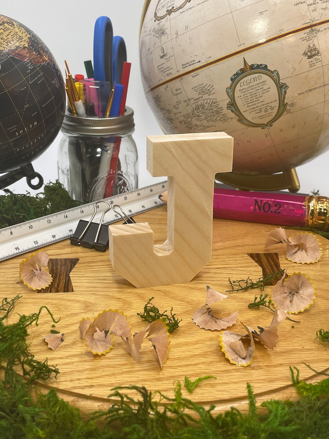 Tiered Tray Decor Unfinished Wooden Letter J, Wood Lettering Alphabet ...