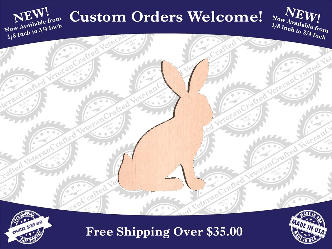 Bunny Sitting - Laser Cut Unfinished Bunny Wood Cutout, DIY Blank Craft ...
