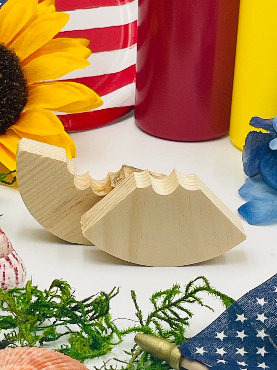 Unfinished Watermelon Slice Shaped Craft Solid Wood Cutout, Food Tiered ...