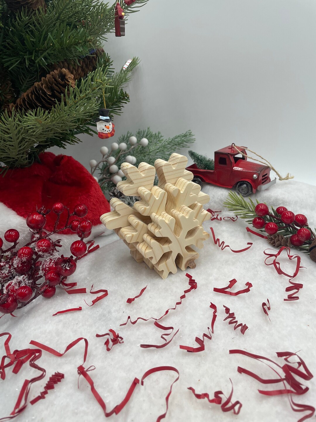 Winter Snowflake V2 Unfinished Craft Solid Wood Cutout, Tiered Tray ...