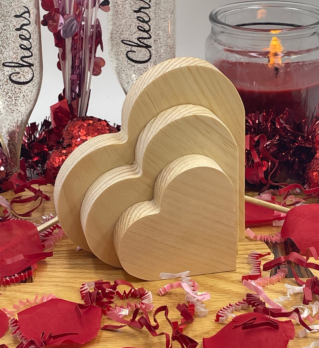 Unfinished Valentine's Day Heart Craft Solid Wood Hearts Cutouts ...