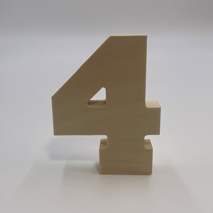 Free Standing Wood Number 4 Four Shaped Free Standing Unfinished Craft ...