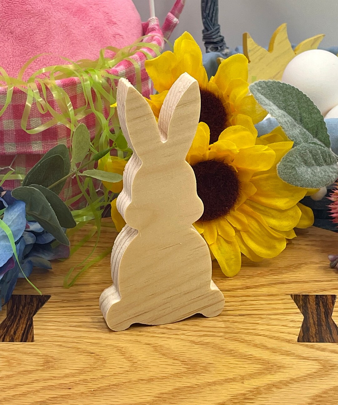 Unfinished Easter Bunny Both Ears up Craft Solid Wood Cutout, Tiered ...