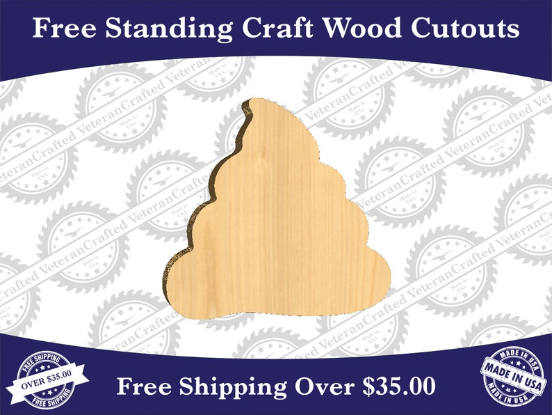 Unfinished Poop Emoji Shaped Free Standing Solid Wood Craft - Etsy