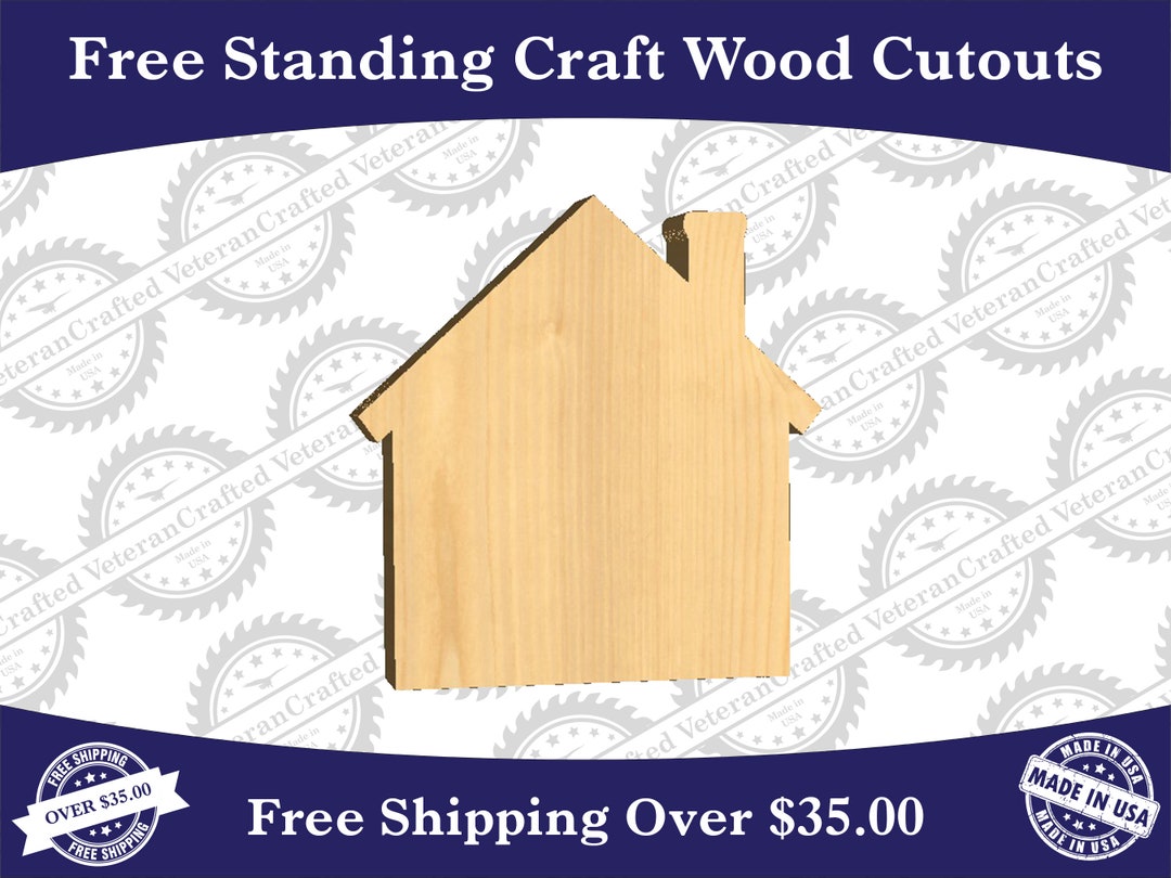 Unfinished House Shaped Free Standing Solid Wood Craft Cutout, Tiered ...
