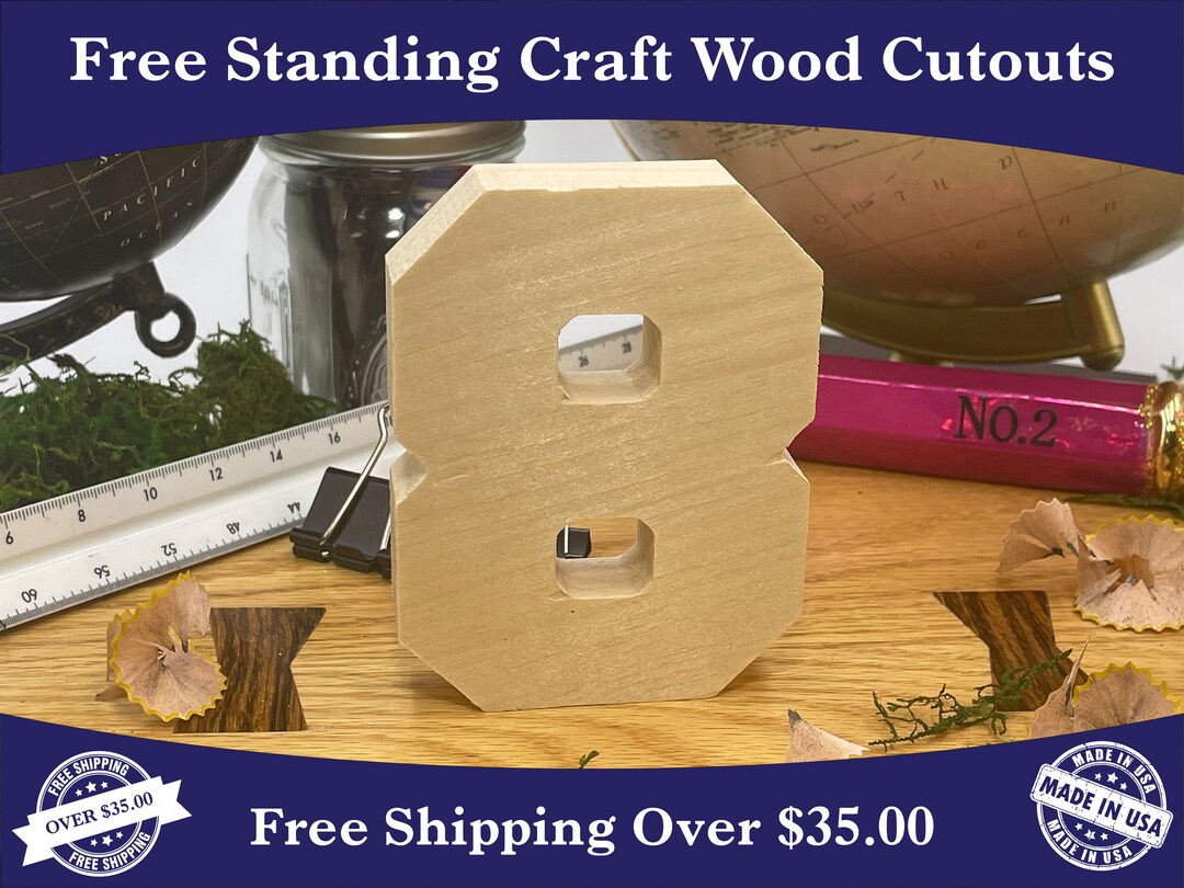 Free Standing Wood Number 8 Eight Shaped Free Standing Unfinished Craft ...