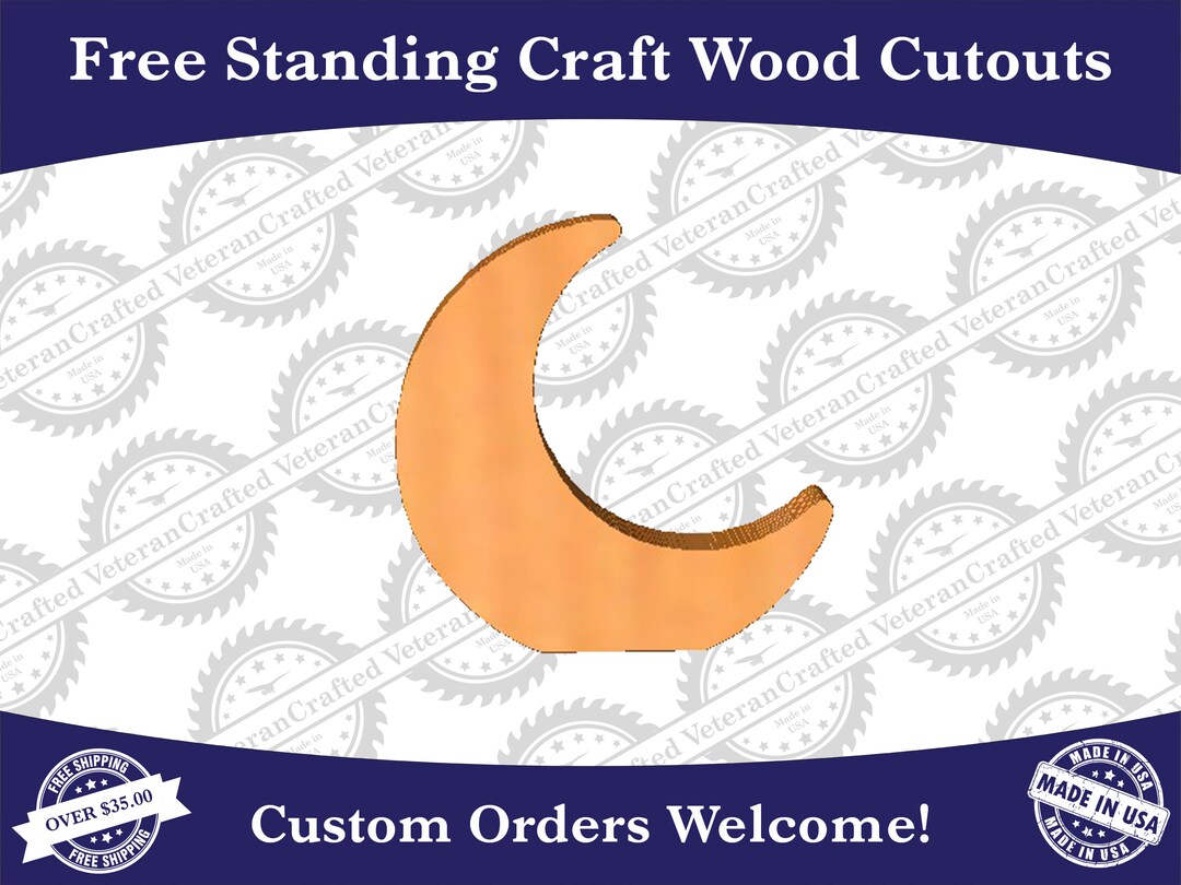 Unfinished Crescent Moon Craft Solid Wood Cutout, Tiered Tray Decor ...