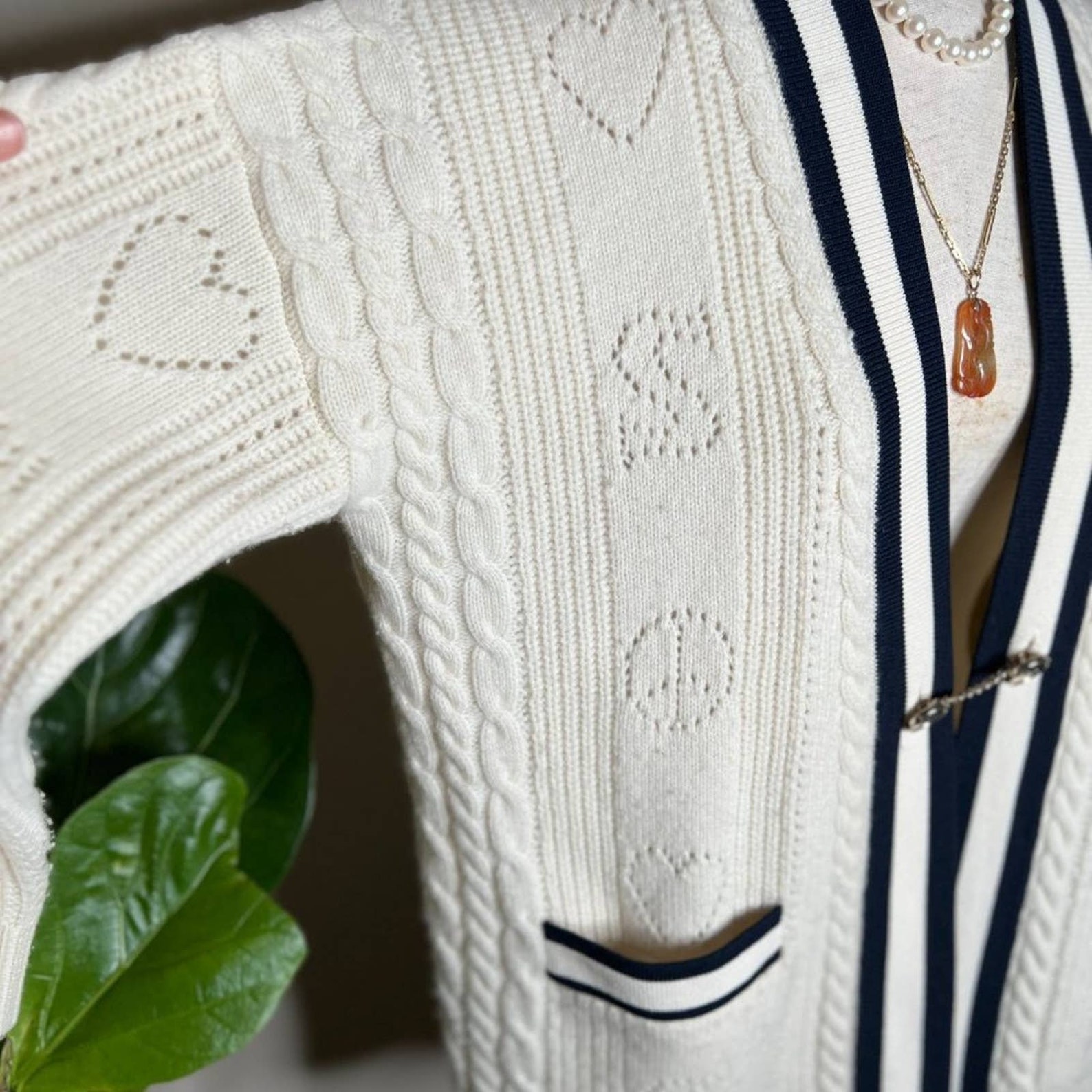SANDRO PARIS "pointelle Knit Coatigan" Cardigan Cable Nautical Trim - Etsy