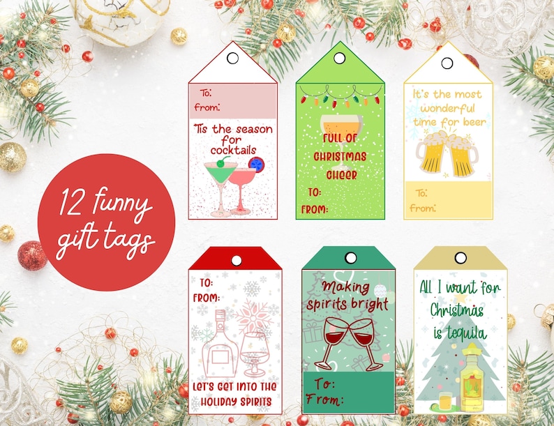 Printable Christmas Alcohol Gift Tags - Etsy