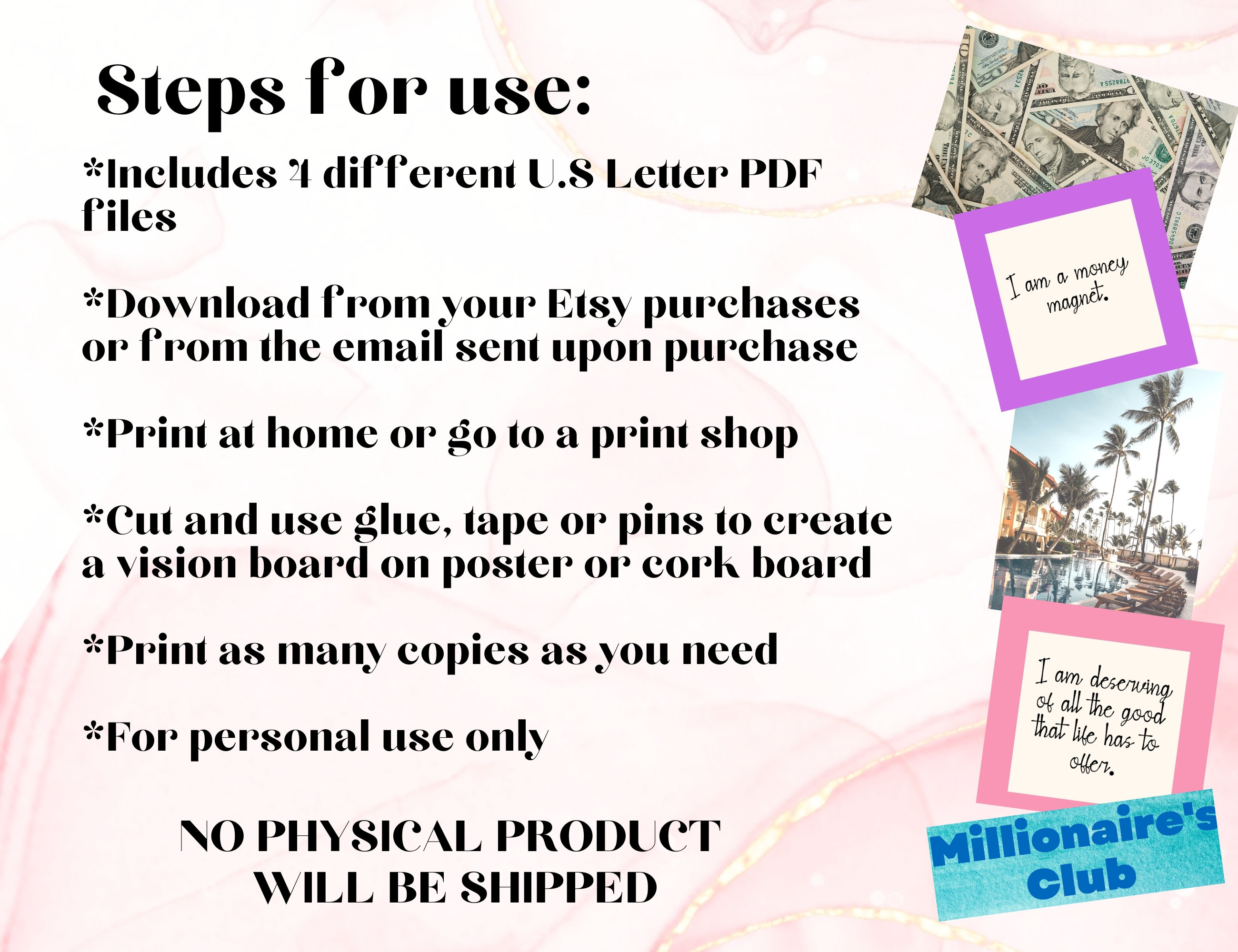 Printable Vision Board Kit, Abundance Vision Board, Vision Board Photos ...