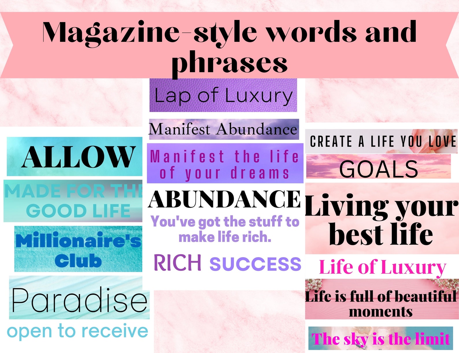 Printable Vision Board Kit, Abundance Vision Board, Vision Board Photos ...