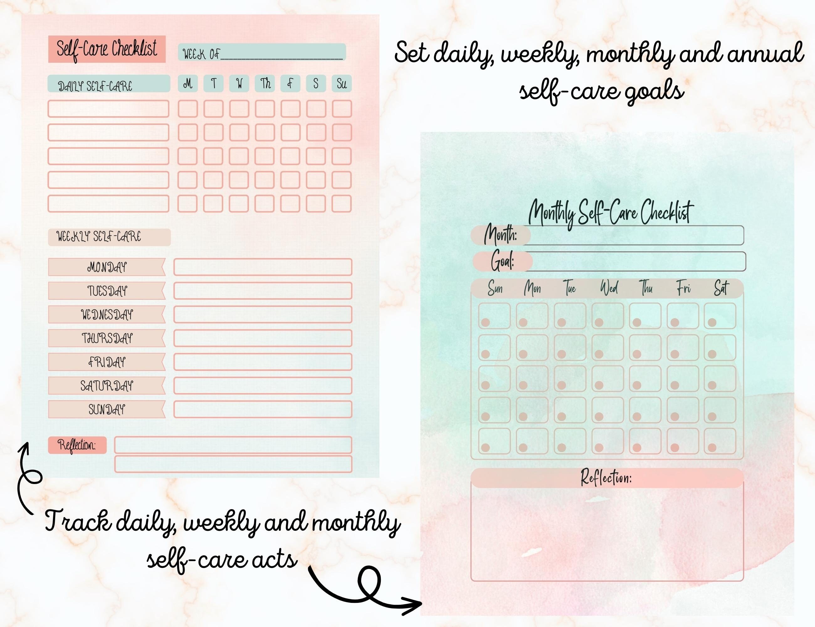Self-care Planner, Self-care Journal, Self Care Tracker, Self Care ...