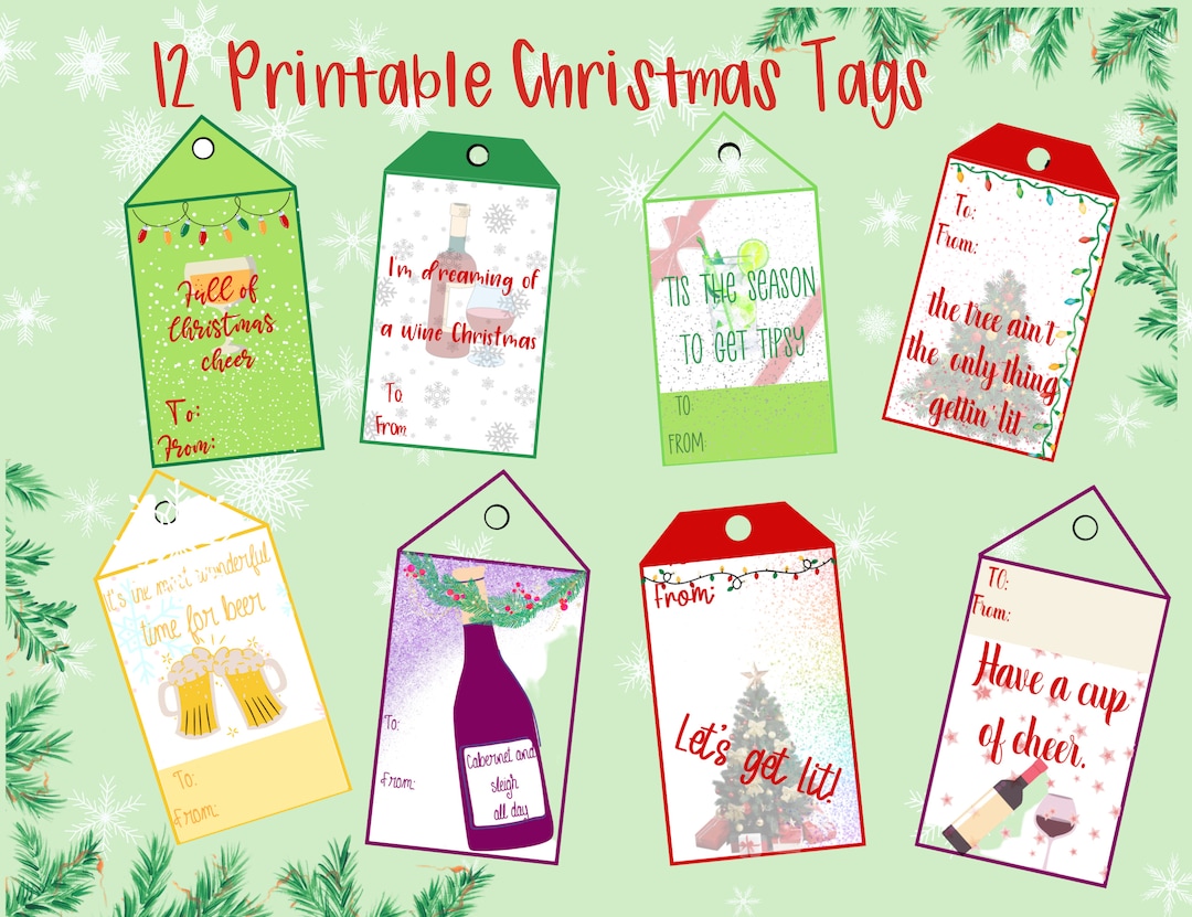 Printable Christmas Alcohol Gift Tags - Etsy