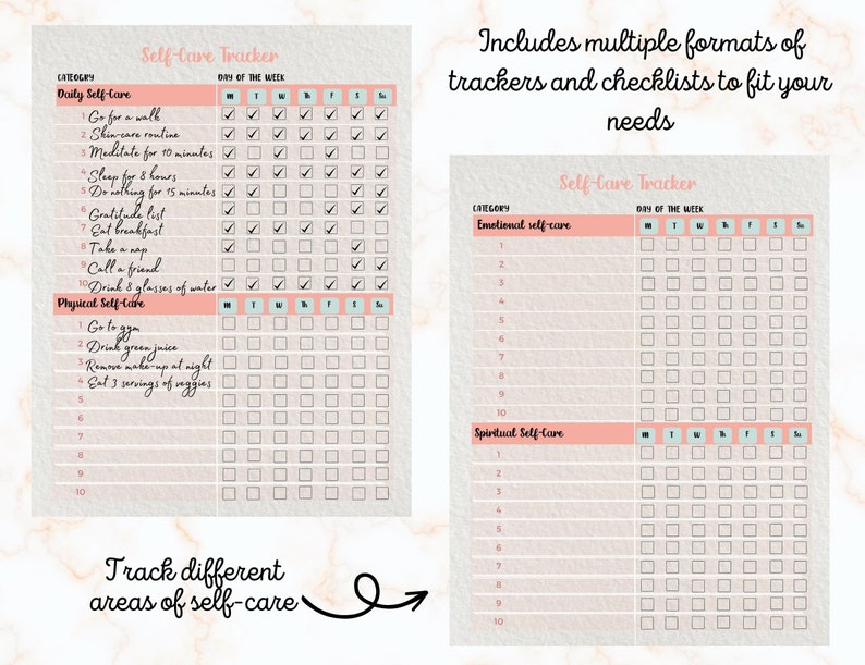Self-care Planner, Self-care Journal, Self Care Tracker, Self Care ...