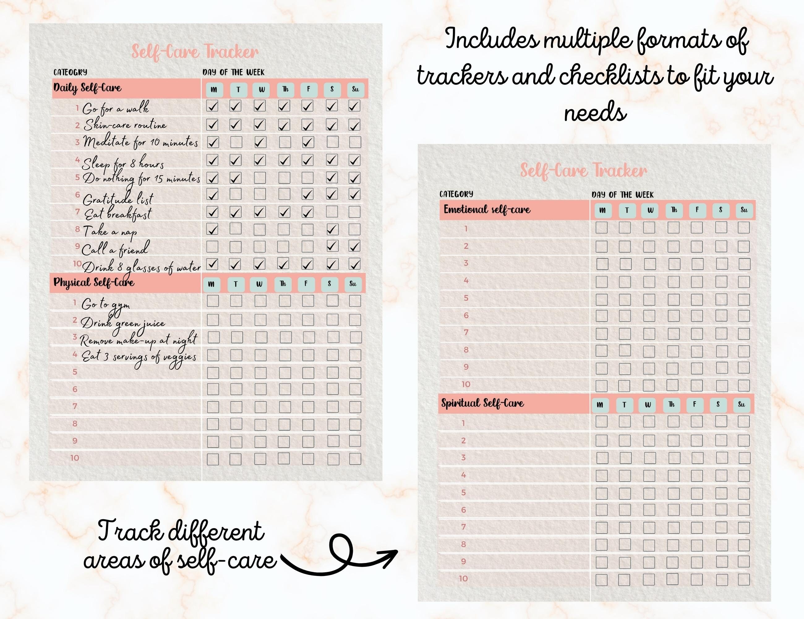 Self-care Planner, Self-care Journal, Self Care Tracker, Self Care ...