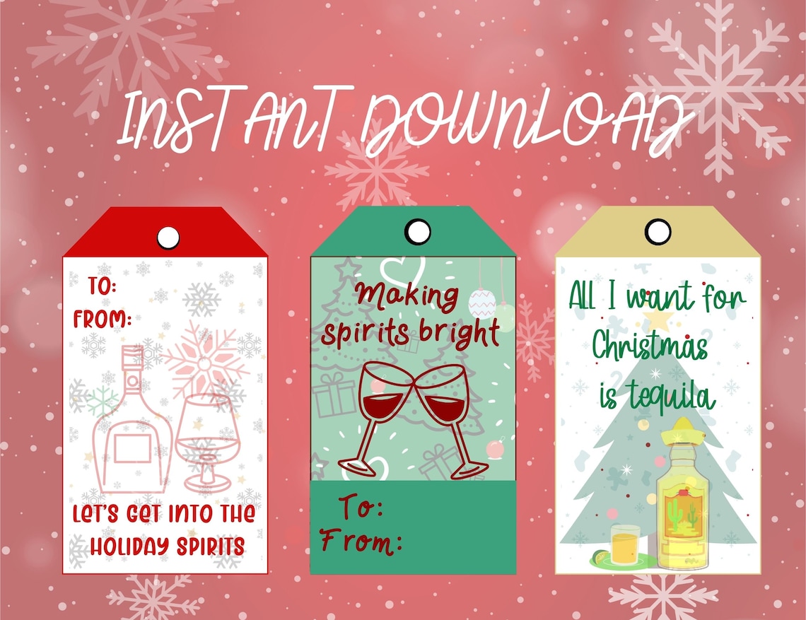 Printable Christmas Alcohol Gift Tags - Etsy