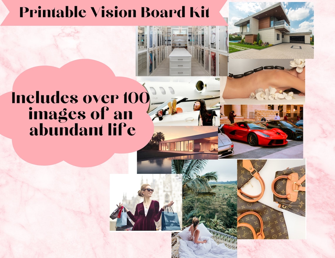 Printable Vision Board Kit, Abundance Vision Board, Vision Board Photos ...