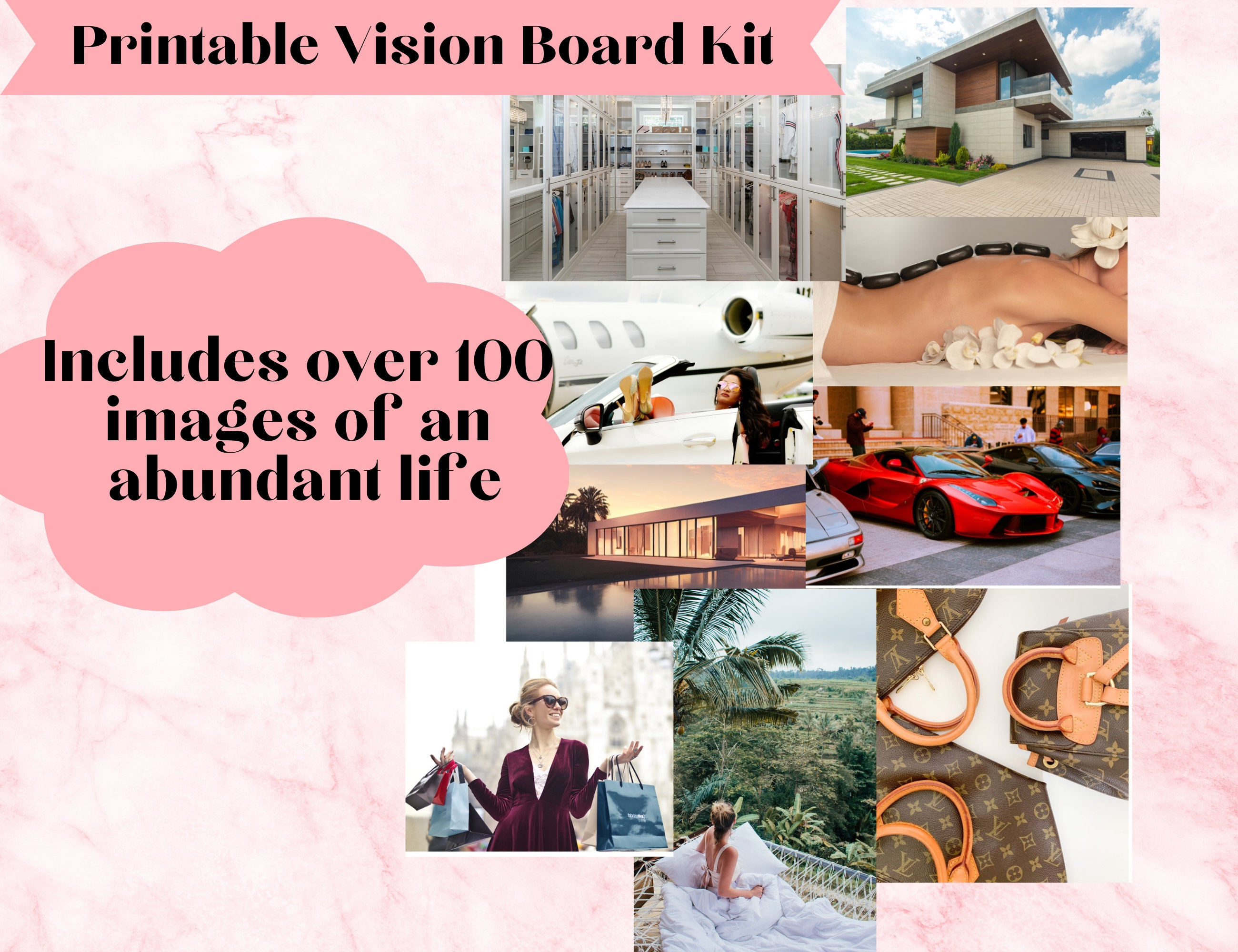 Printable Vision Board Kit, Abundance Vision Board, Vision Board Photos ...