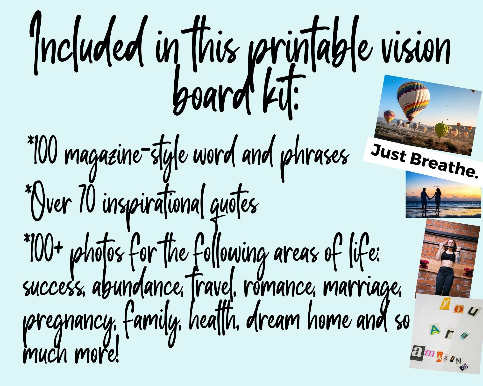 Printable Vision Board Kit, Vision Board Bundle, Vision Board Party Kit ...
