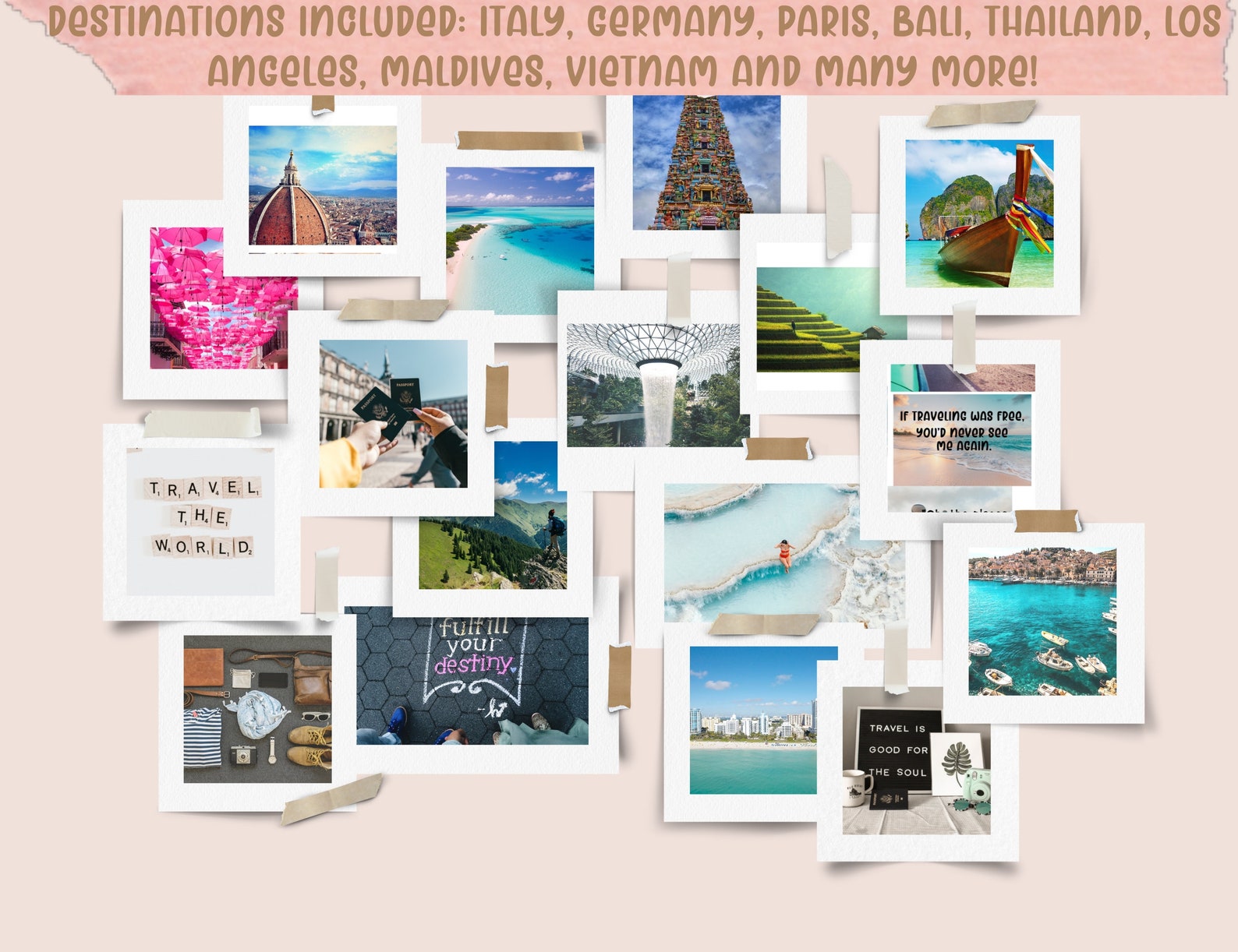 Travel Vision Board Kit, Vision Board Printable, Travel Vision Board ...
